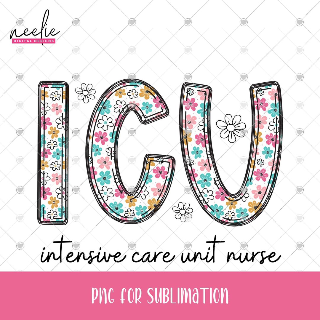 ICU Boho Floral Letters PNG File, Retro Flower Doodle Letter Design for ...