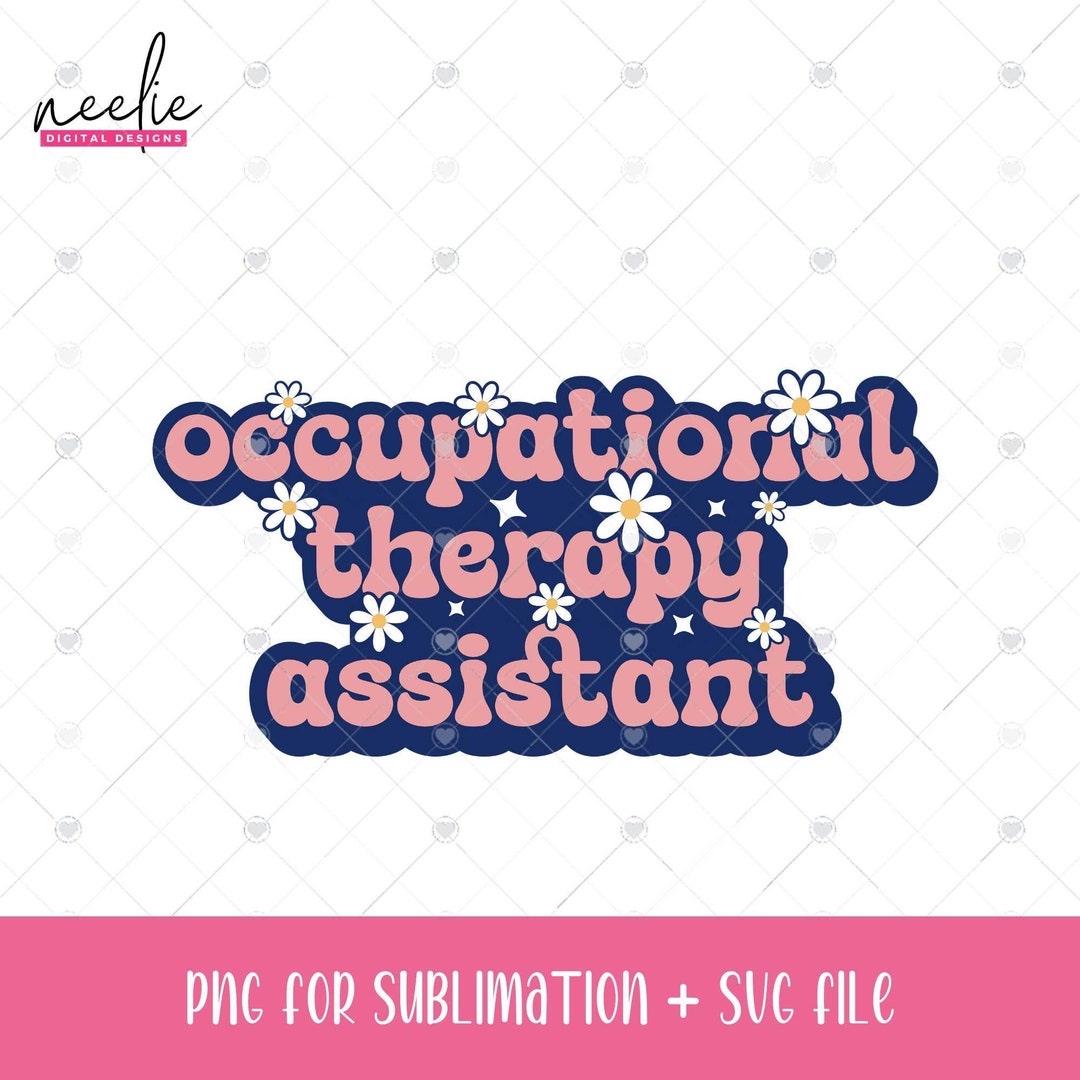 OTA Occupational Therapy Assistant Retro Floral PNG, Navy Pink Daisy ...
