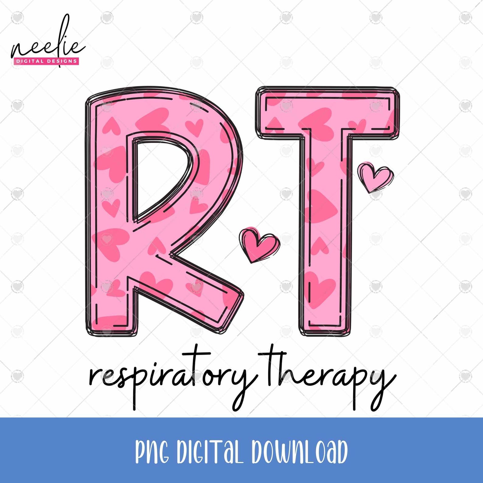 RT Respiratory Therapy Png Valentines Day Hearts Pattern Doodle Letter ...