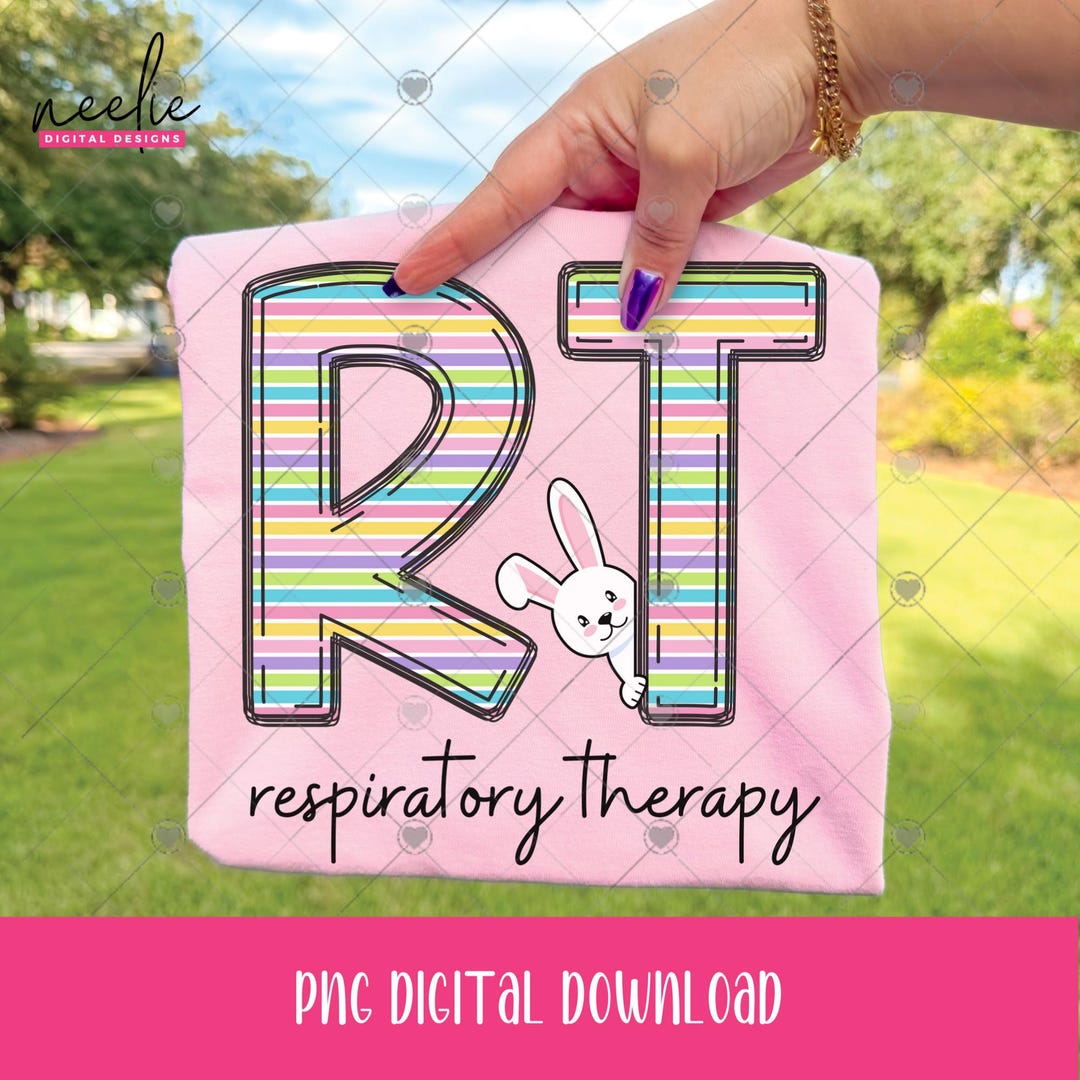 Respiratory Therapy Easter PNG File, Pastel Stripes and Bunnies Doodle ...