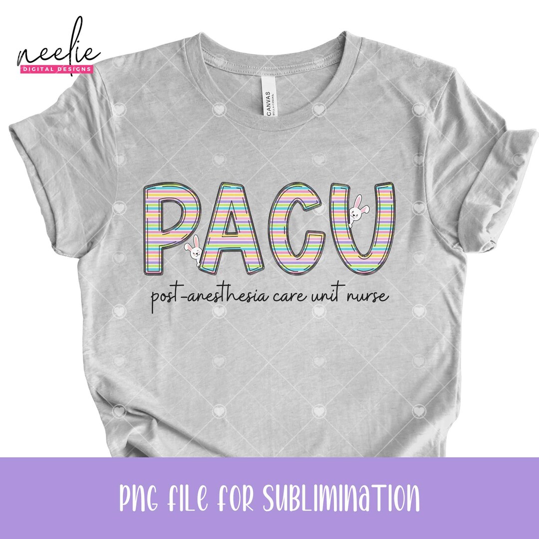 PACU Nurse Easter PNG File, Pastel Stripes and Bunnies Doodle Letter ...