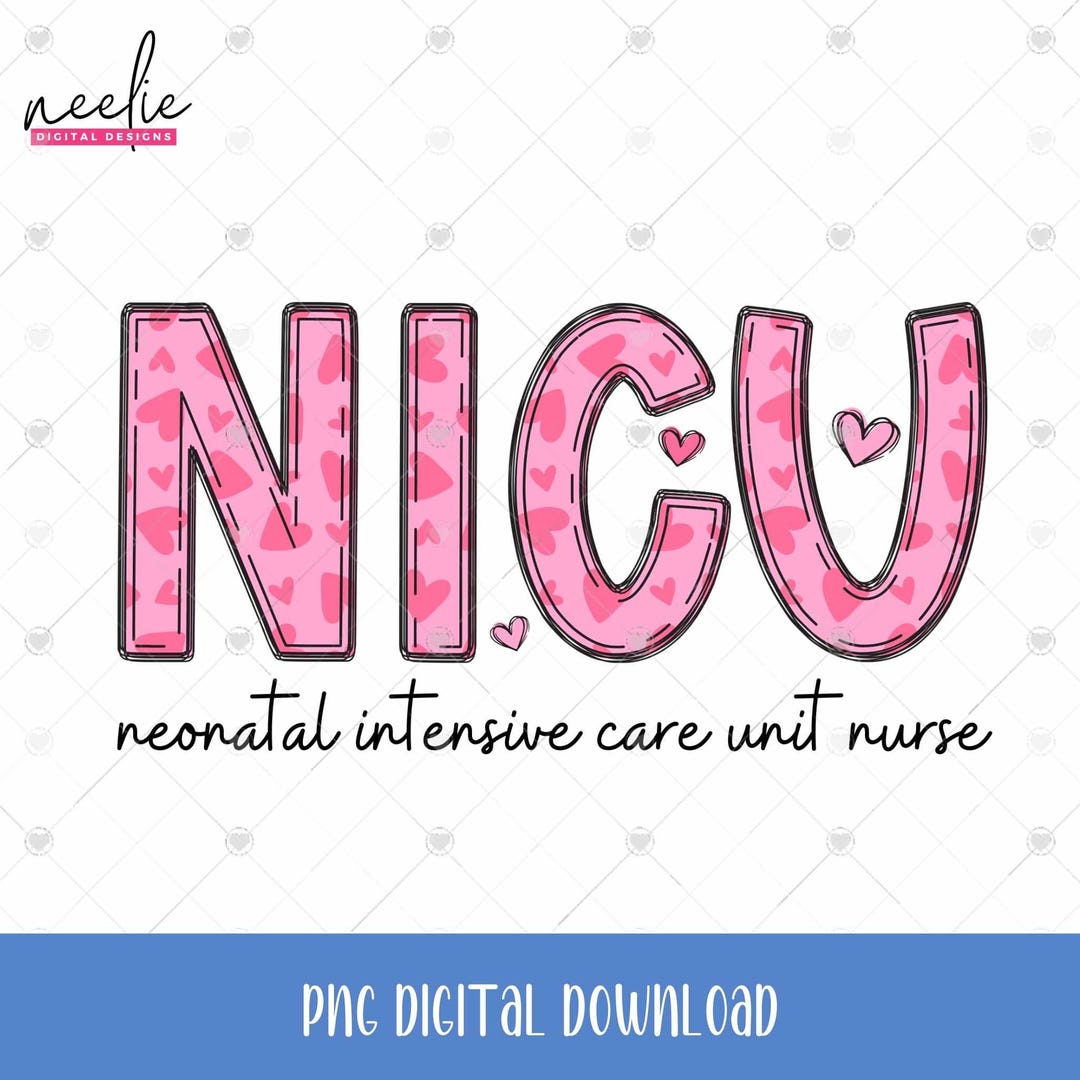 NICU Nurse Valentines Day PNG File, Hearts Pattern Doodle Letter Design ...