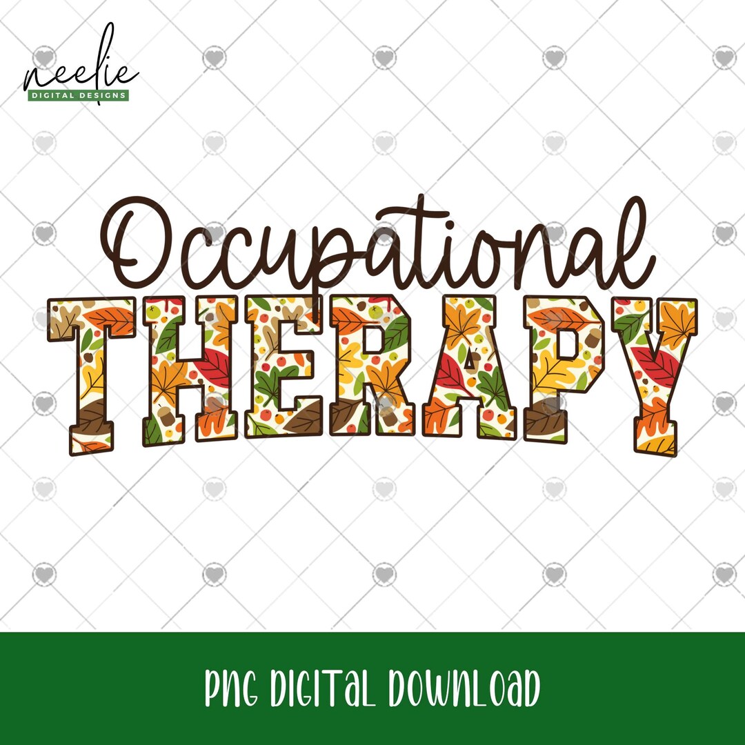 OT Occupational Therapy, Fall Leaves Curved Varsity Letters PNG File ...