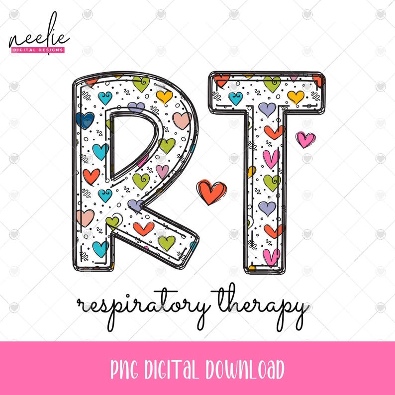 RT Respiratory Therapy Png Valentines Day Hearts Pattern Doodle Letter ...