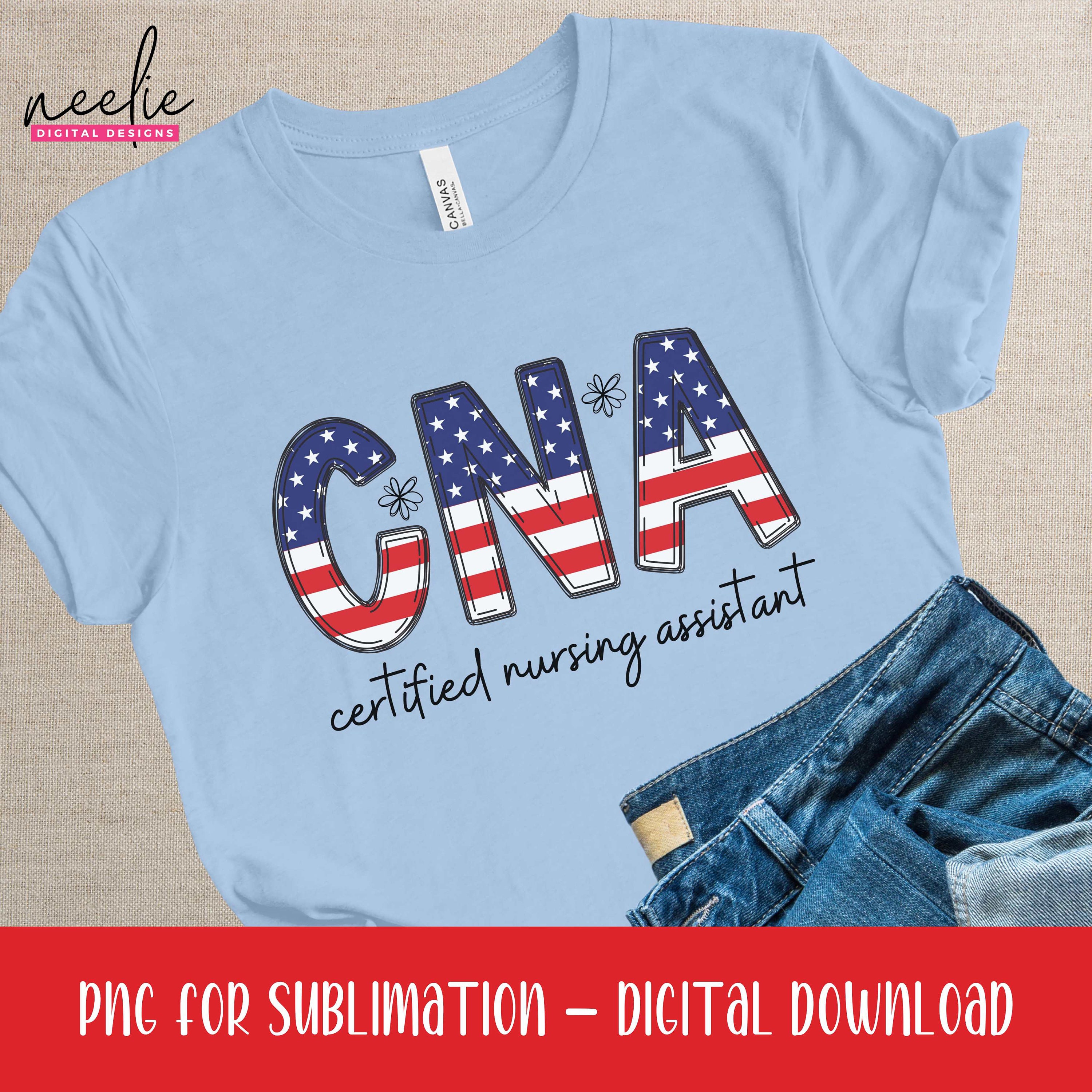 CNA July 4th PNG File, Patriotic American Flag Doodle Letter Design for ...