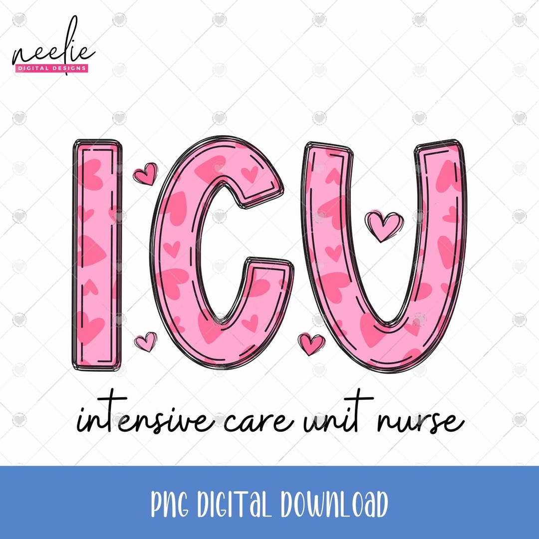 ICU Nurse Valentines Day PNG Hearts Pattern Doodle Letter Design for ...