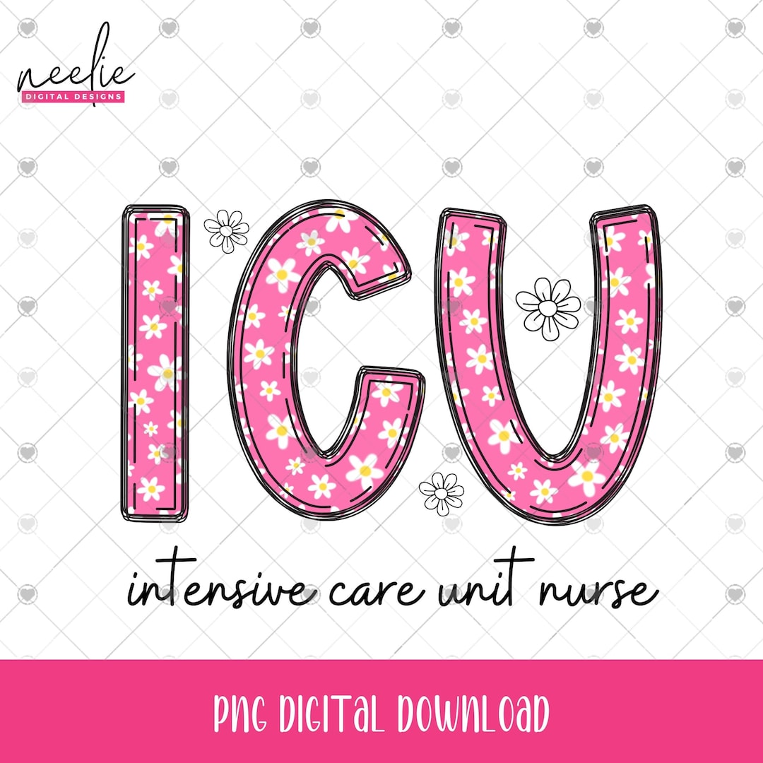ICU Pink With White Flowers Doodle Letters PNG File, Retro Floral ...
