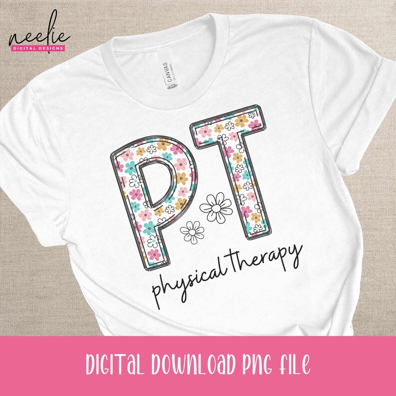 PT Physical Therapy PNG File, Boho Flower Doodle Letter Design for ...