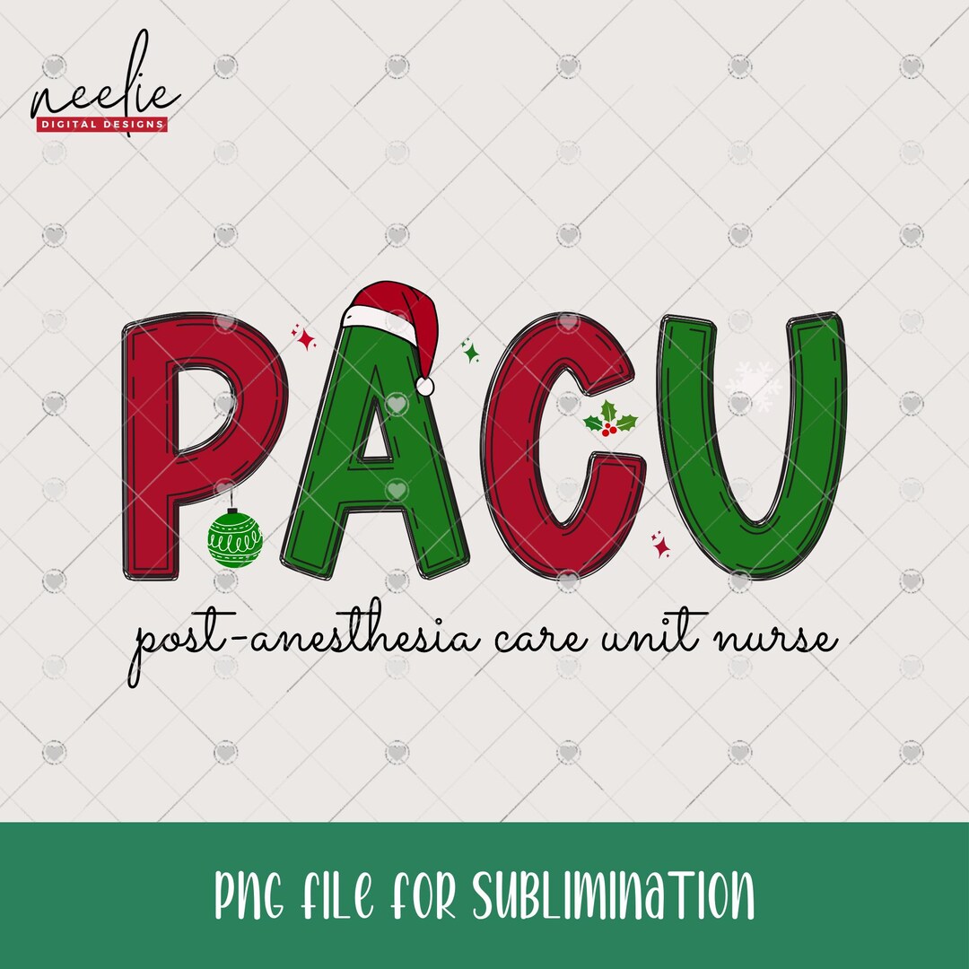 PACU Nurse PNG Christmas Doodle Letter Design for Post-anesthesia Care ...
