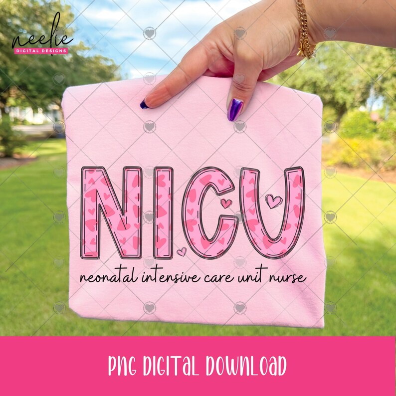 NICU Nurse Valentines Day PNG File, Hearts Pattern Doodle Letter Design ...