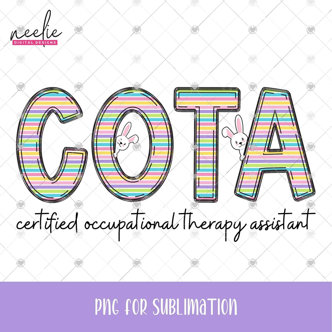 COTA Occupational Therapy Easter PNG File, Pastel Stripes and Bunnies ...