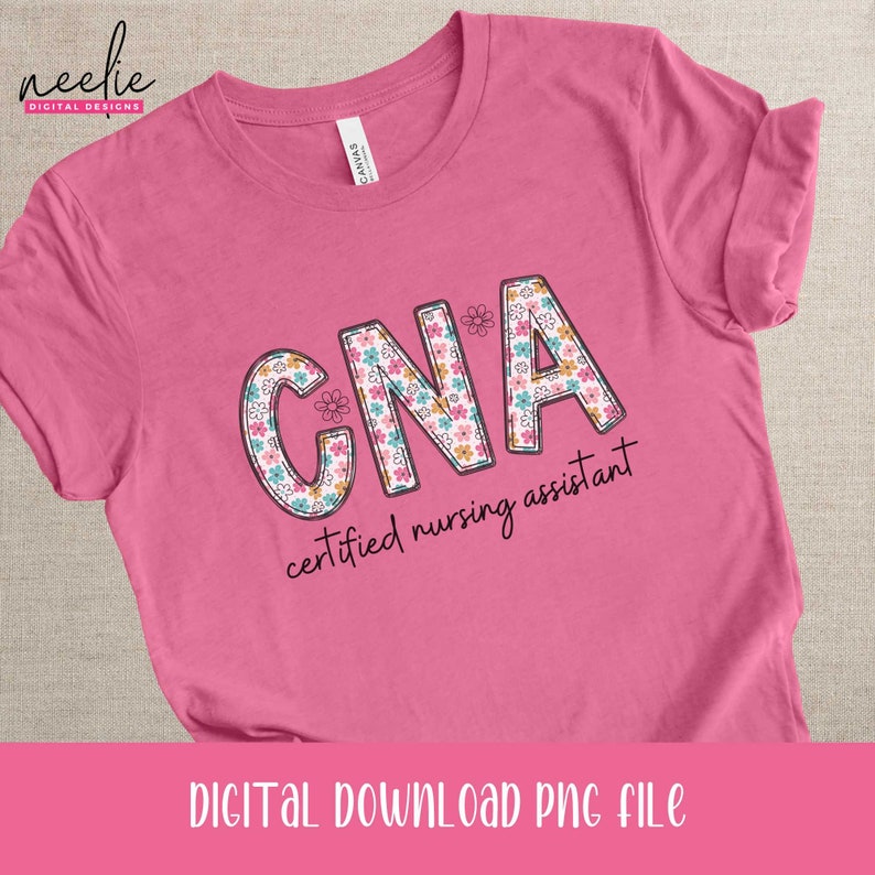 CNA Boho Flower Letters PNG File, Retro Floral Doodle Letter Design for ...