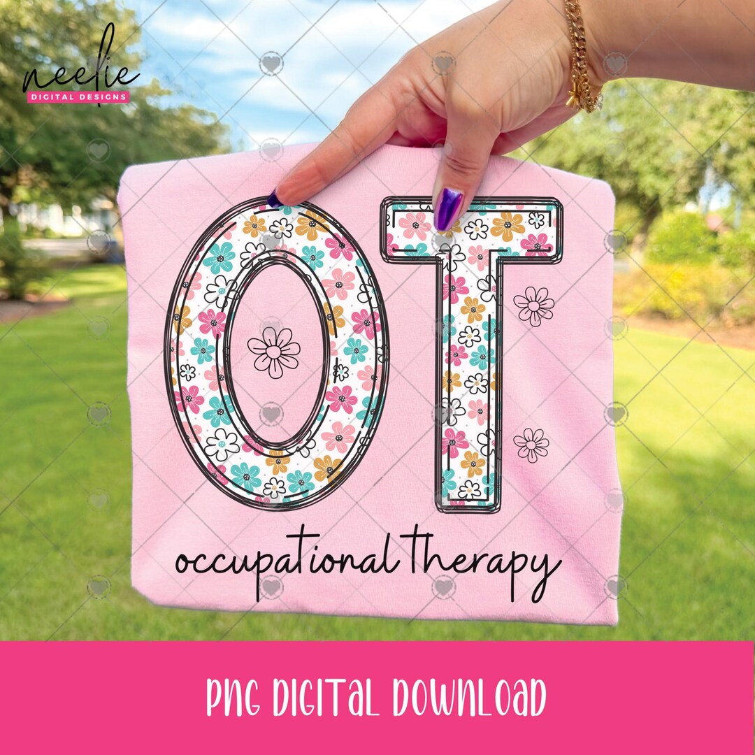 OT Occupational Therapy Boho Flower Letters PNG File, Floral Doodle ...