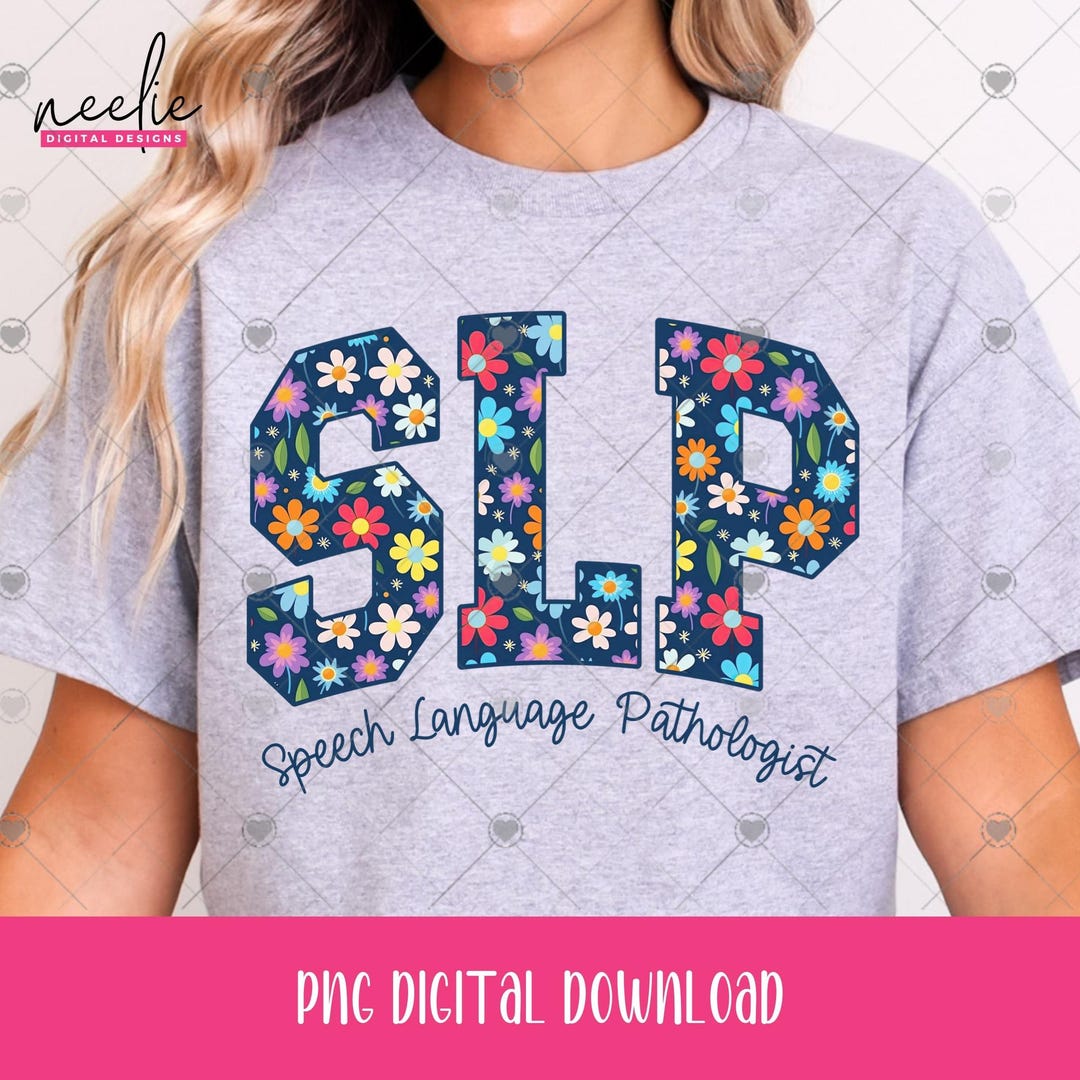 SLP Speech Language Pathologist PNG, Floral Flower Varsity Letter ...