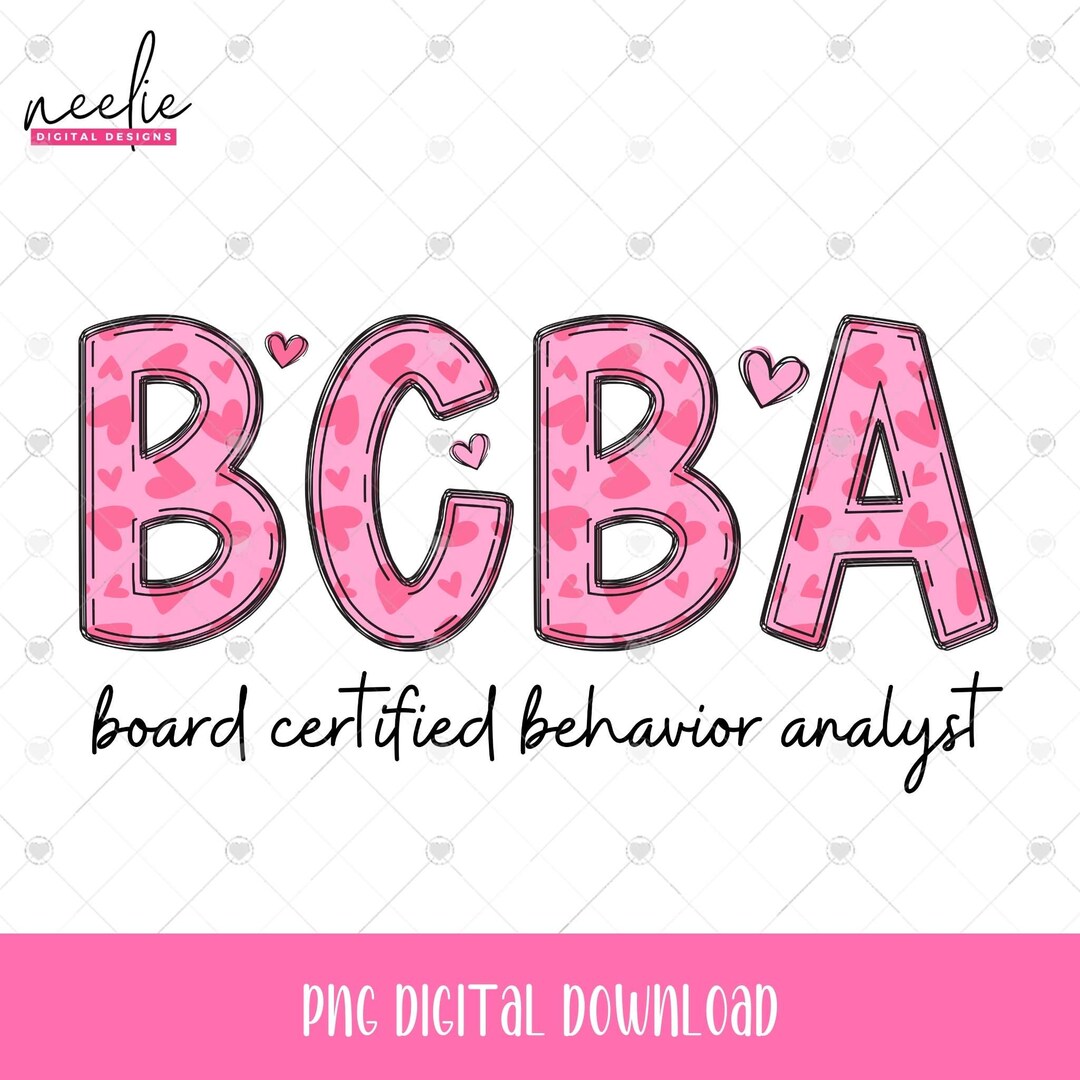 BCBA Valentines Day PNG, Pink Hearts Doodle Letters Design for Board ...