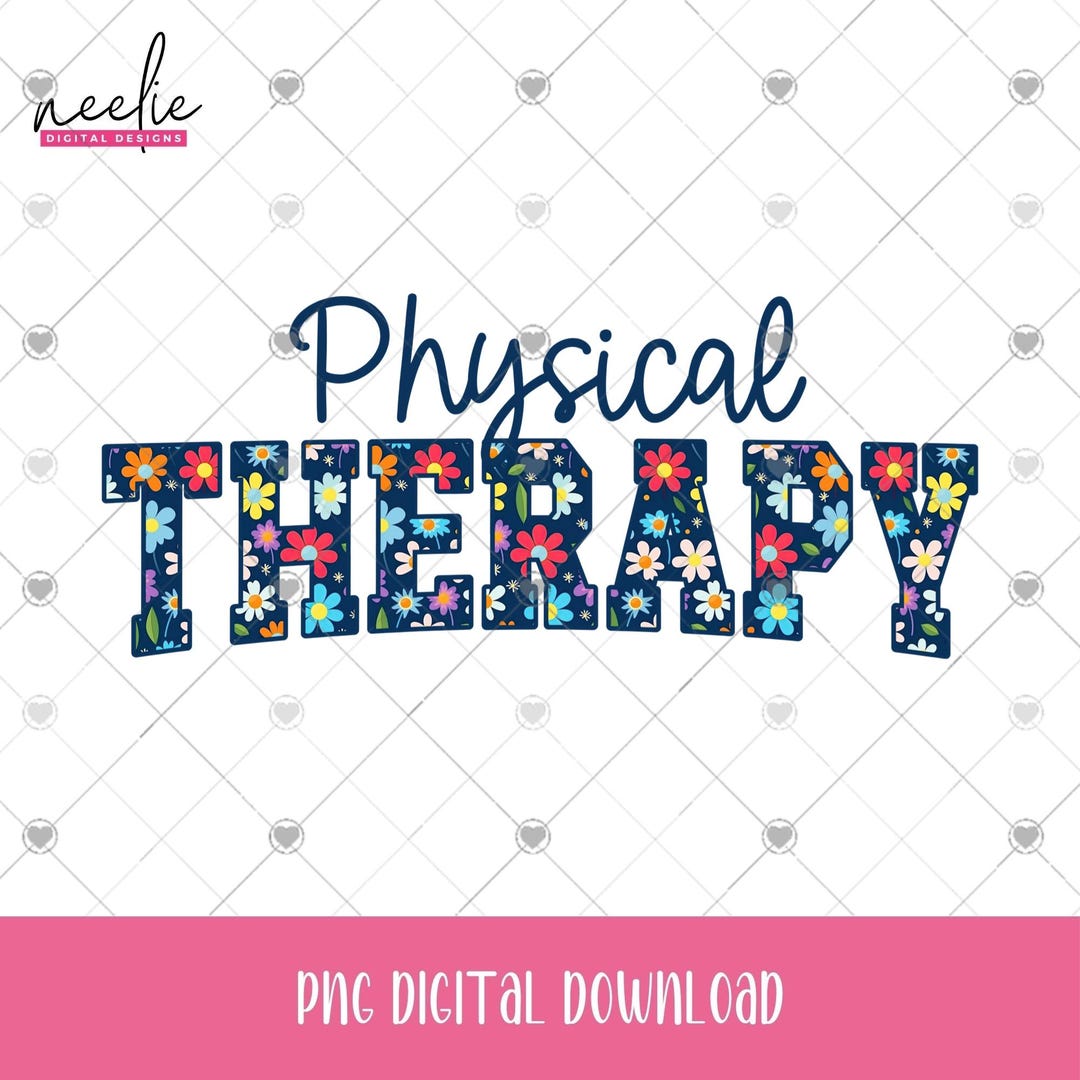 PT Physical Therapy PNG File, Blue Floral Curved Varsity Letter Design ...