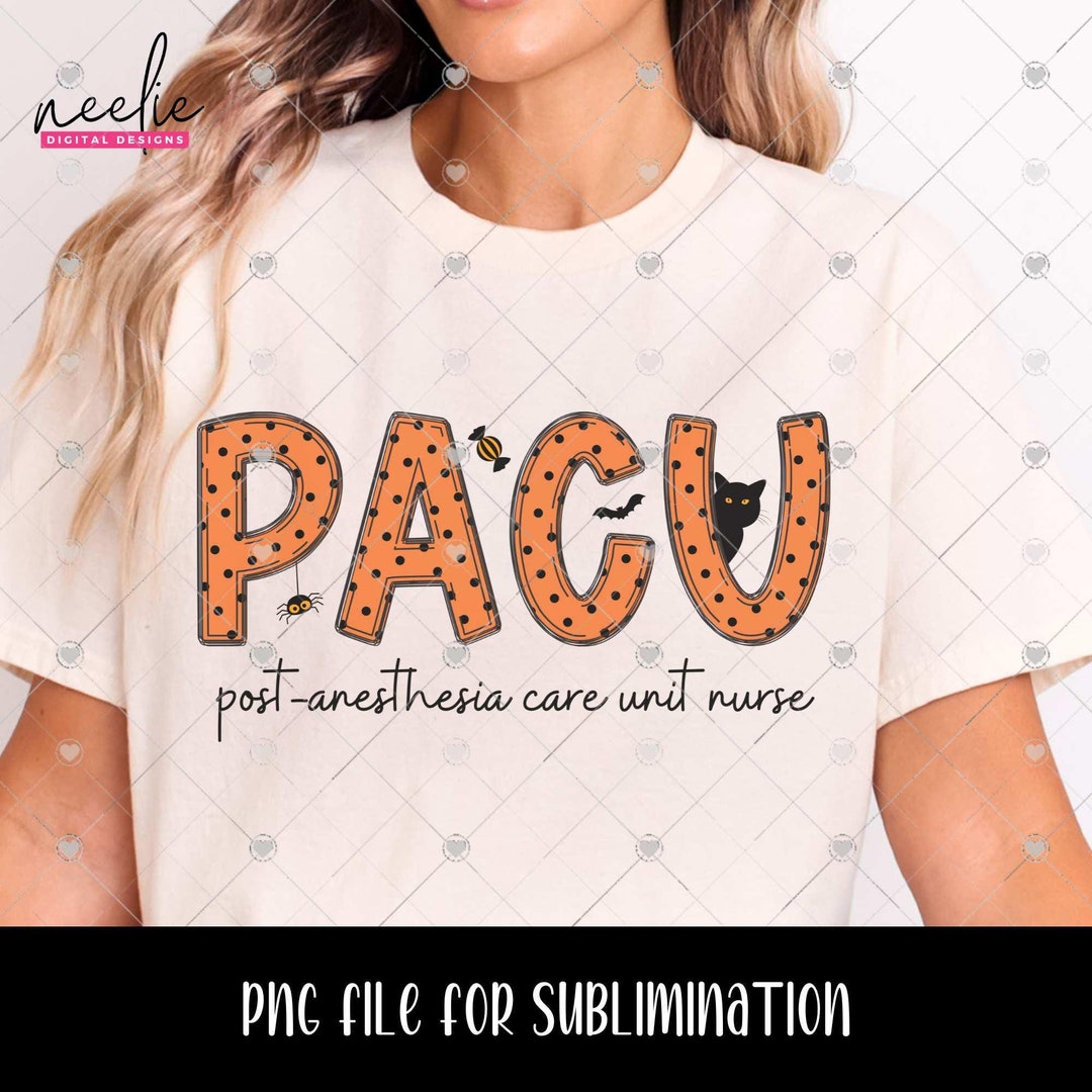 PACU Nurse PNG Doodle Letters Polka Dot Peeking Cat and Spider Design ...
