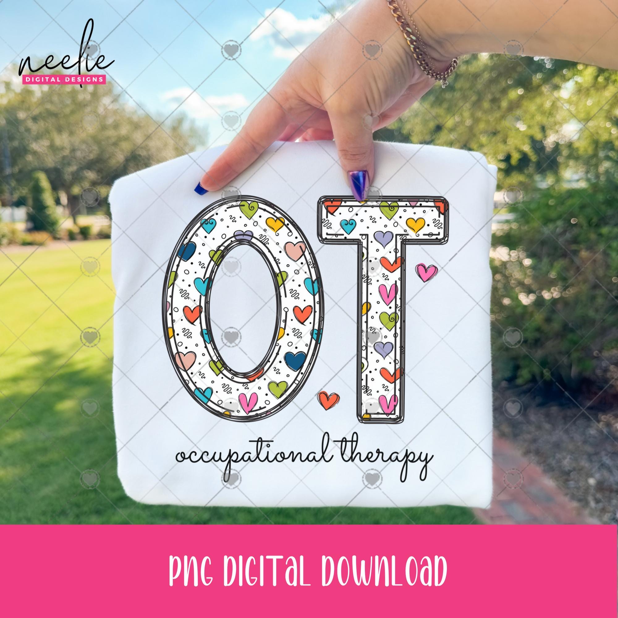 OT Occupational Therapy Valentines Day PNG File, Colorful Hearts ...