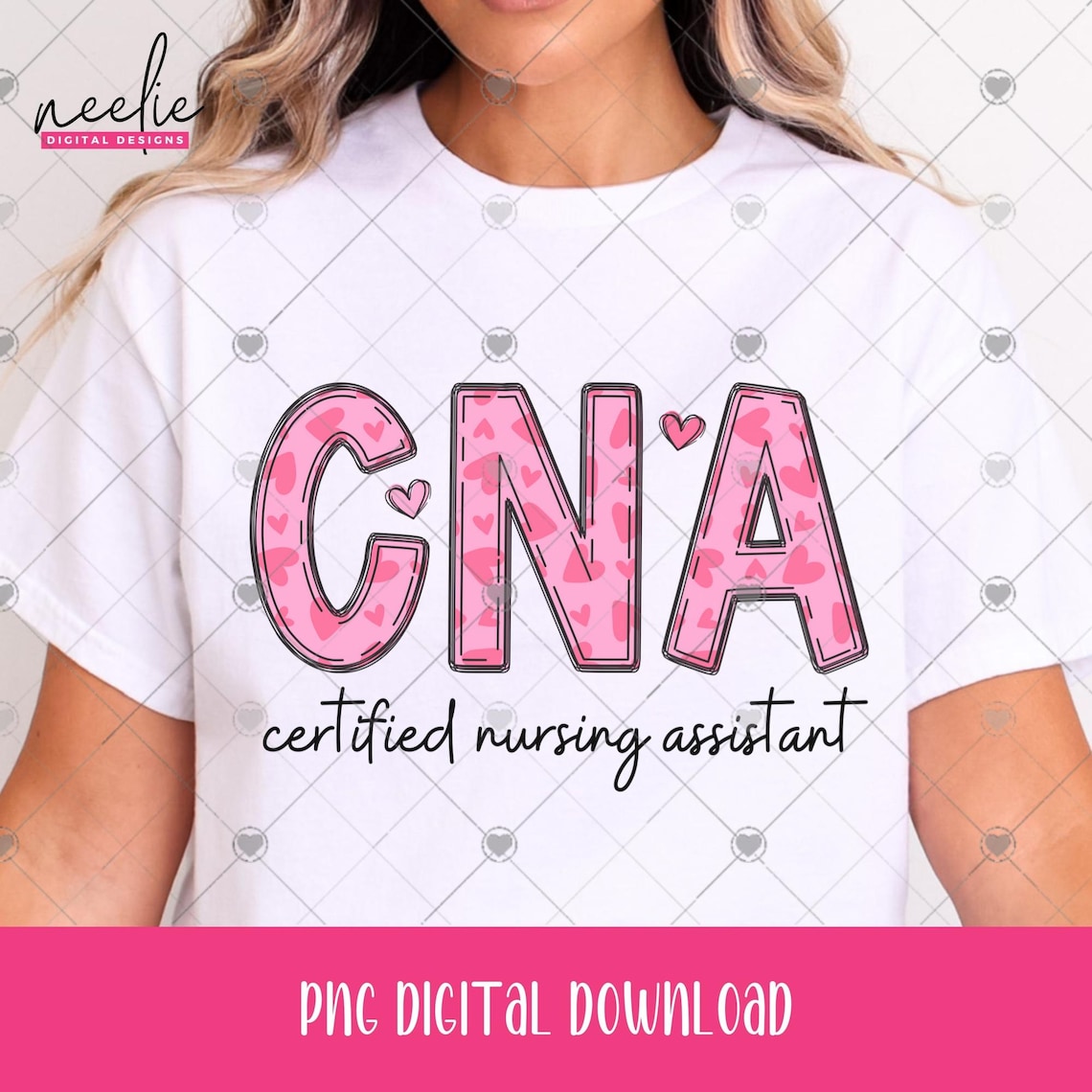 CNA Valentines Day PNG File, Hearts Pattern Doodle Letter Design for ...