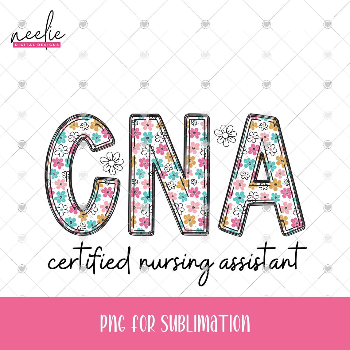 CNA Boho Flower Letters PNG File, Retro Floral Doodle Letter Design for ...