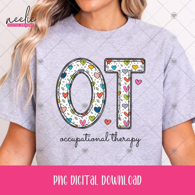 OT Occupational Therapy Valentines Day PNG File, Colorful Hearts ...