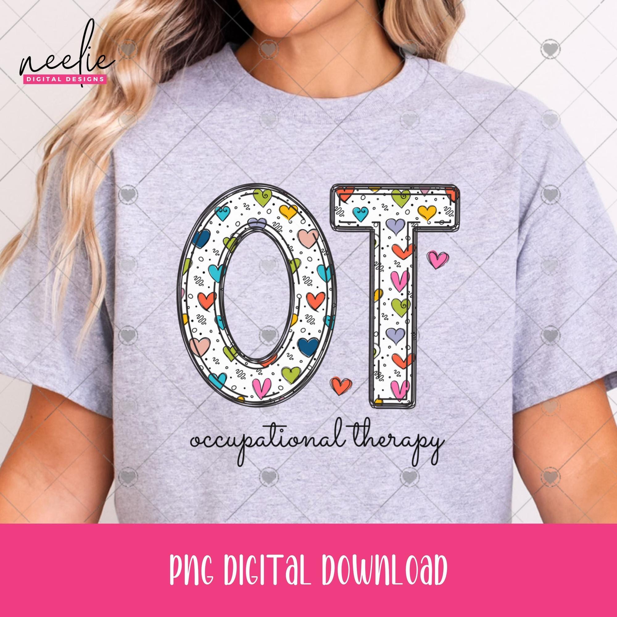 OT Occupational Therapy Valentines Day PNG File, Colorful Hearts ...