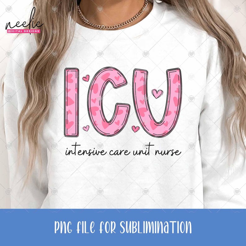 ICU Nurse Valentines Day PNG Hearts Pattern Doodle Letter Design for ...