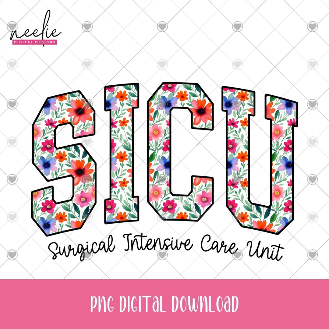 SICU Nurse Flower Letters PNG File, Bright Floral Varsity Letter Design ...