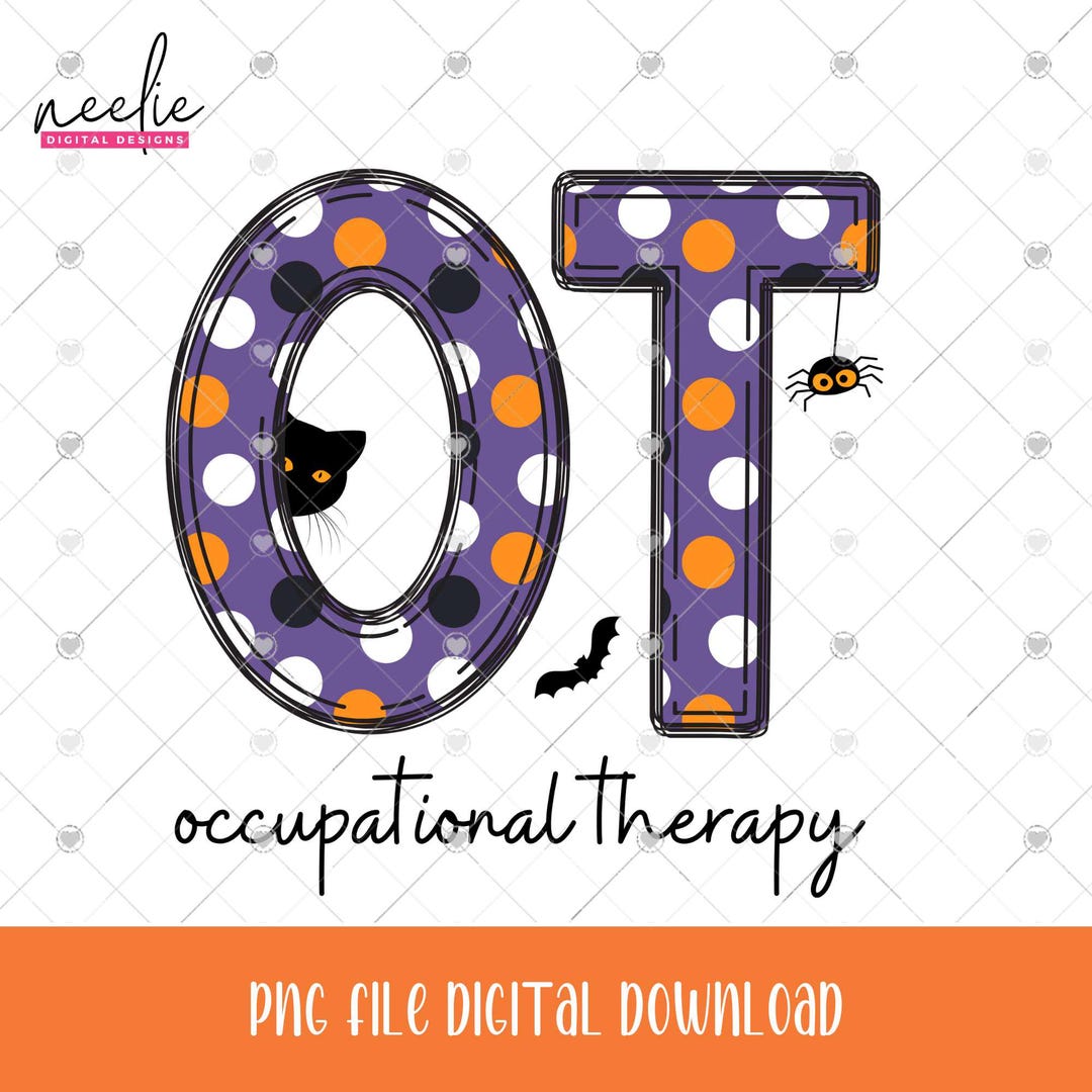 OT Halloween PNG File - Occupational Therapy Doodle Letters Polka Dot ...