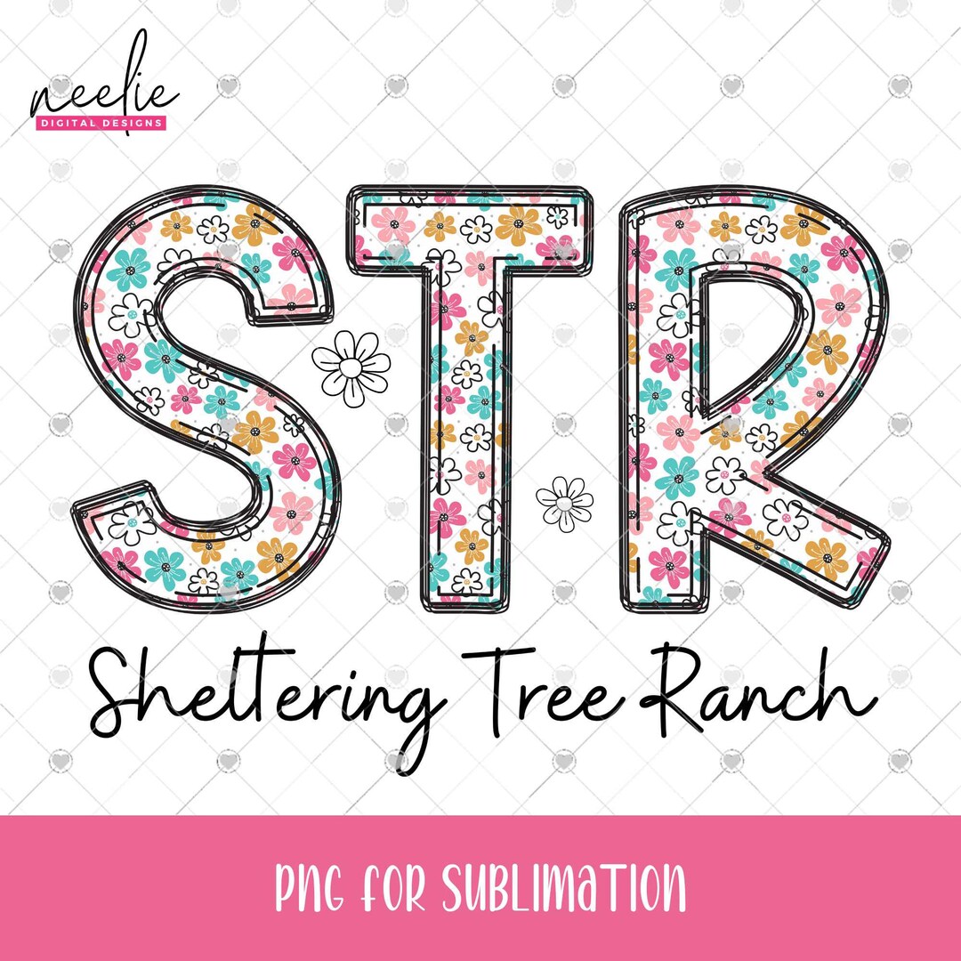 Custom Sheltering Tree Ranch PNG Boho Floral Doodle Letter Design - Etsy