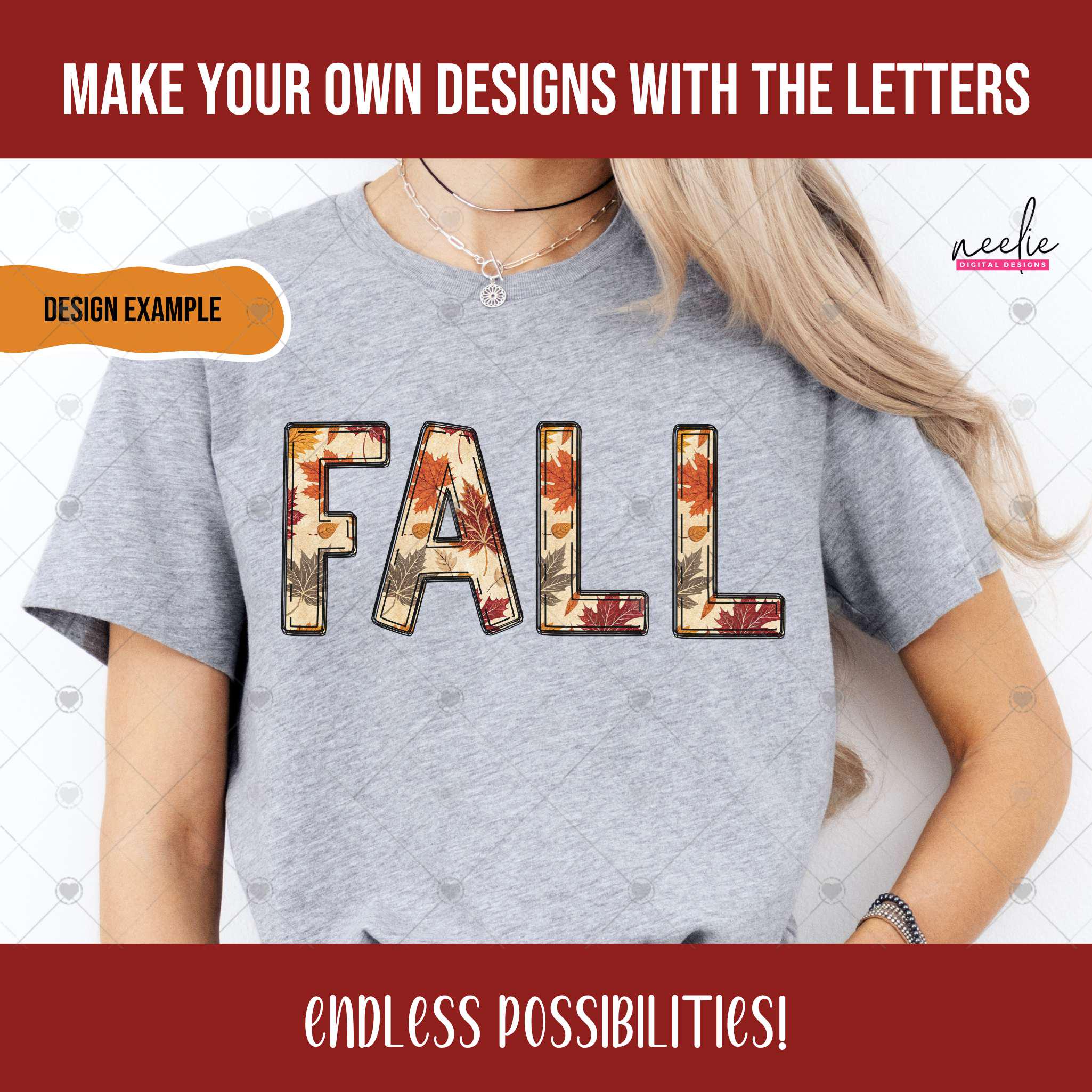 Fall Leaves Doodle Alphabet & Numbers PNG Bundle, Watercolor Autumn ...