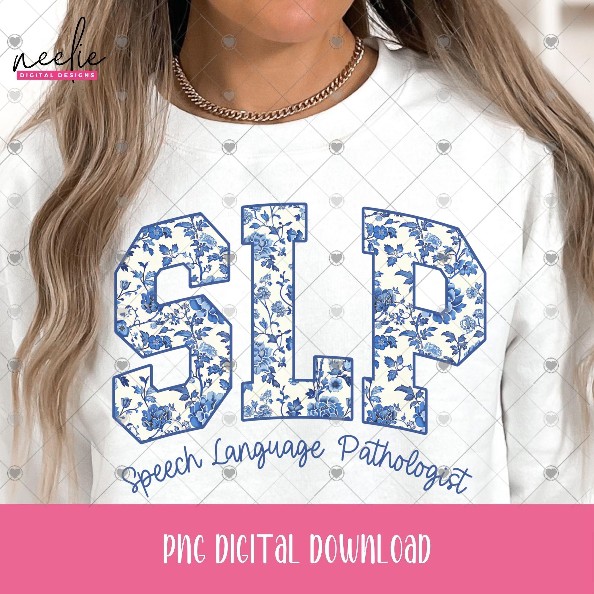 SLP Speech Language Pathologist PNG Floral Varsity Letter Design for ...