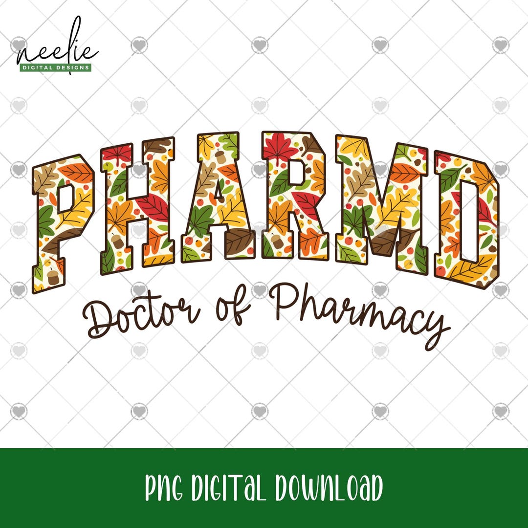 Fall Leaves Pharmacist Pharmd PNG, Curved Varsity Autumn Letters ...