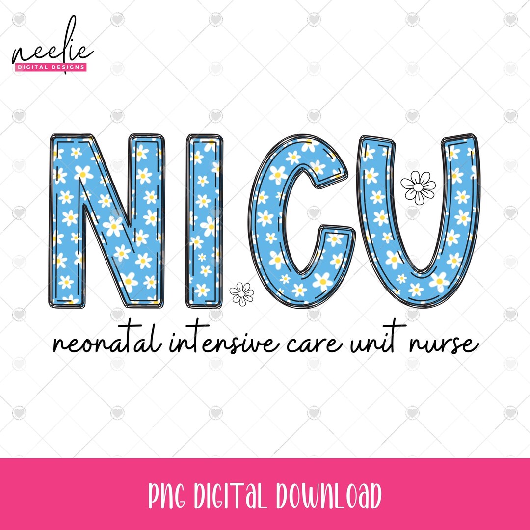 NICU Flowers Letters PNG File, Blue With White Flowers Doodle Letter ...
