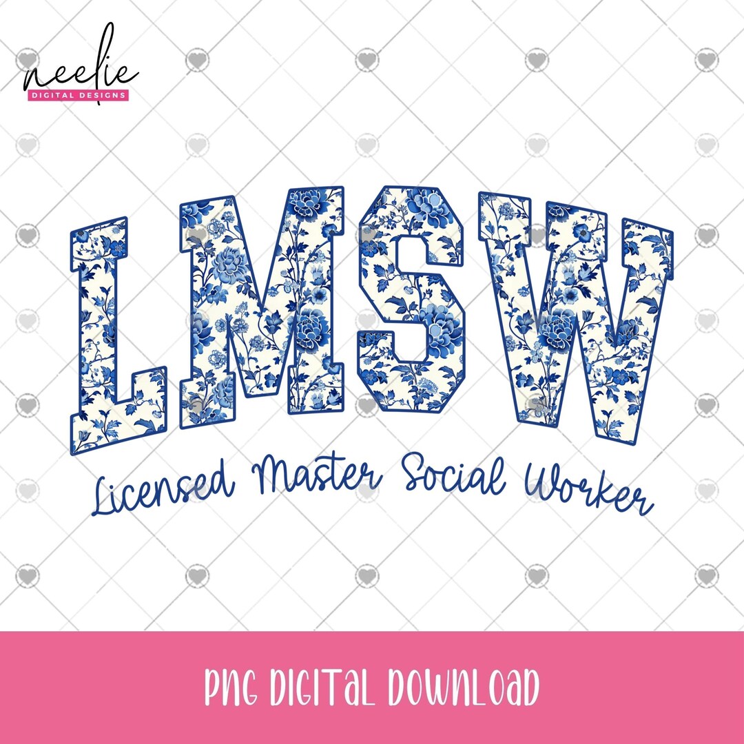 LMSW PNG, Licensed Master Social Worker Png, Floral Varsity Letters ...