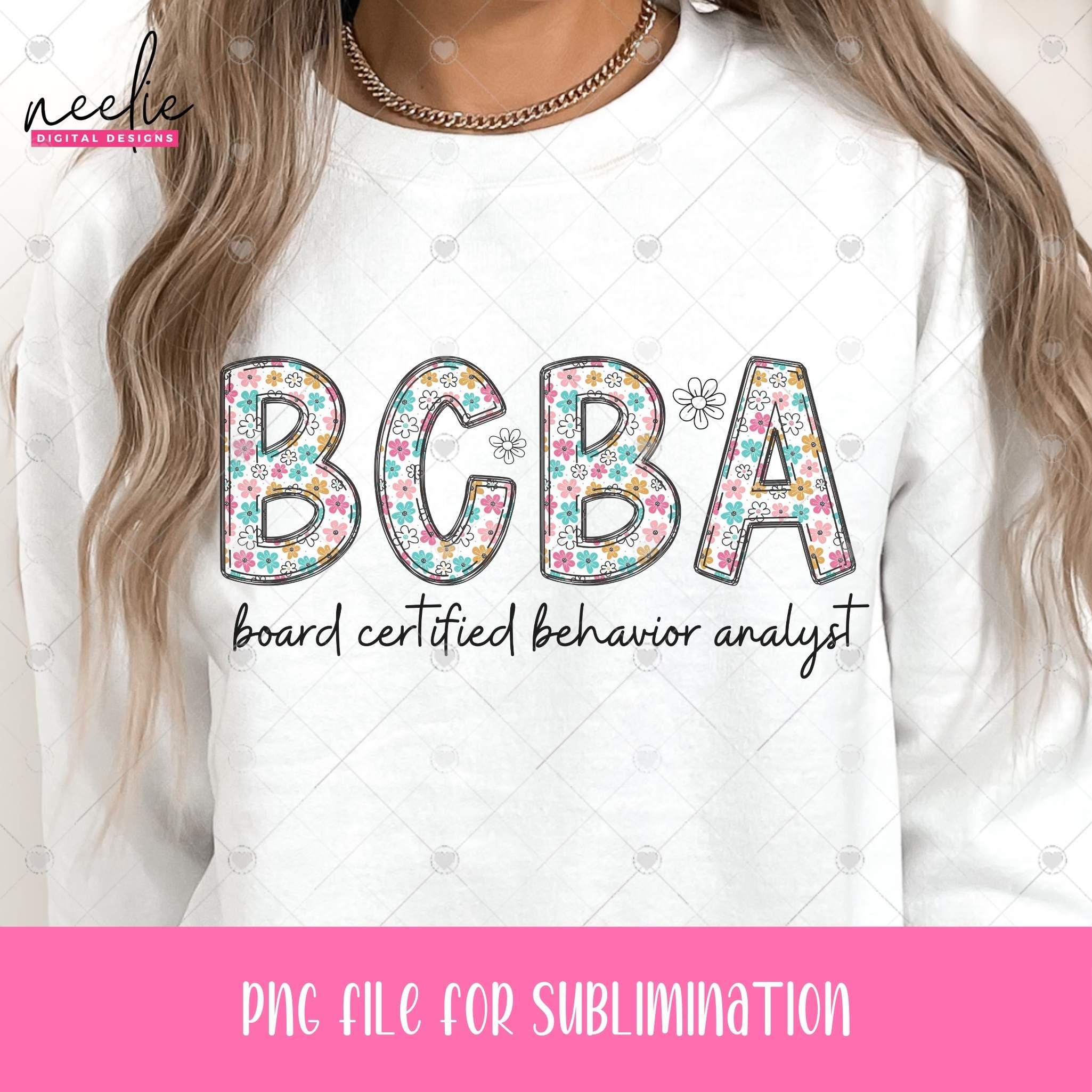 BCBA PNG, Boho Floral Doodle Letters Design for Board Certified ...