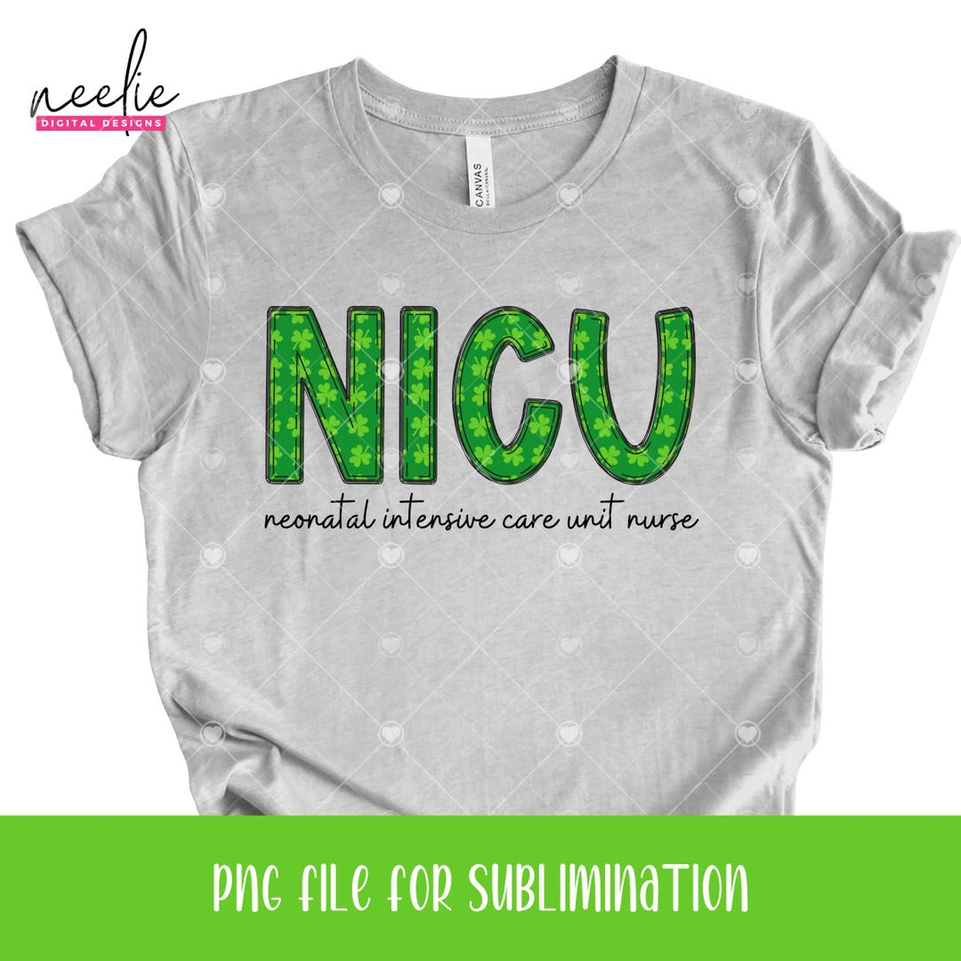 NICU Nurse St. Patricks’ Day Doodle Letters PNG File, Shamrock Four ...