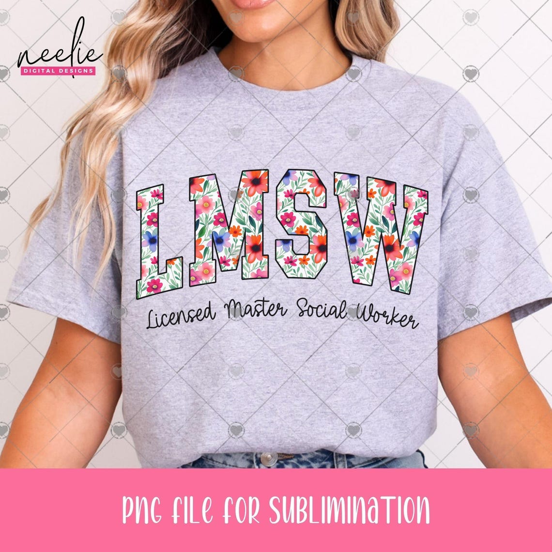 LMSW PNG, Licensed Master Social Worker Png, Floral Varsity Letters ...