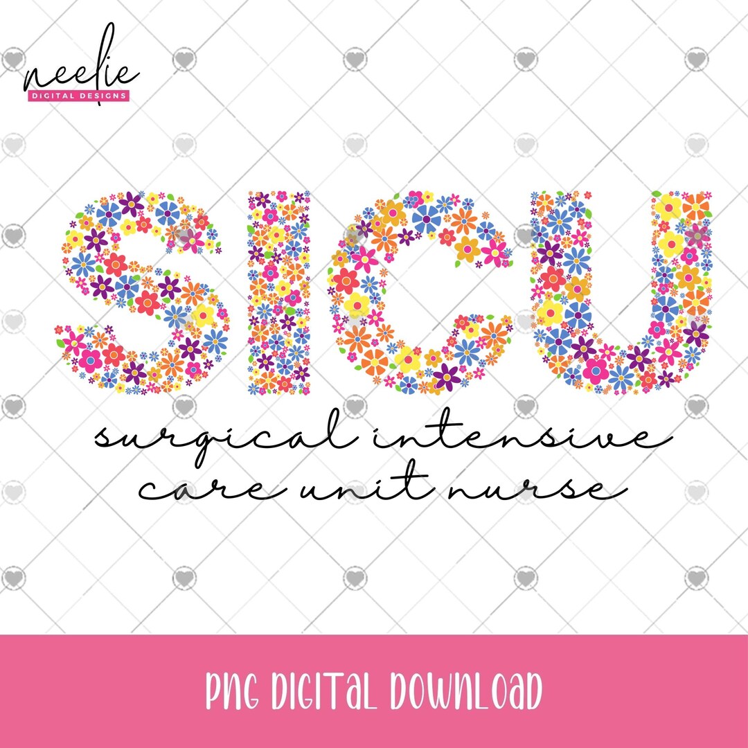 SICU Flower Letters PNG File, Retro Floral Letter Design for Surgical ...