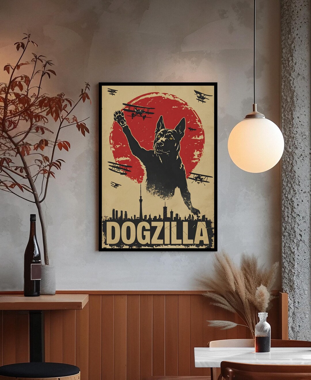 Vintage Dogzilla Poster, Retro Dog Silhouette Art (digital Download) - Etsy