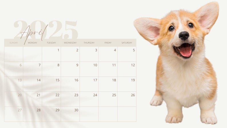 2025 Dog Calendar Printable | Cute Monthly Digital Download With 12 ...