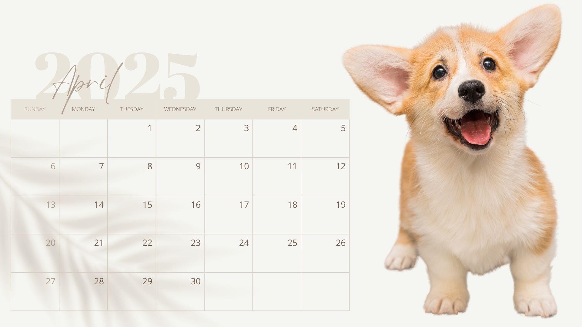 2025 Dog Calendar Printable | Cute Monthly Digital Download With 12 ...