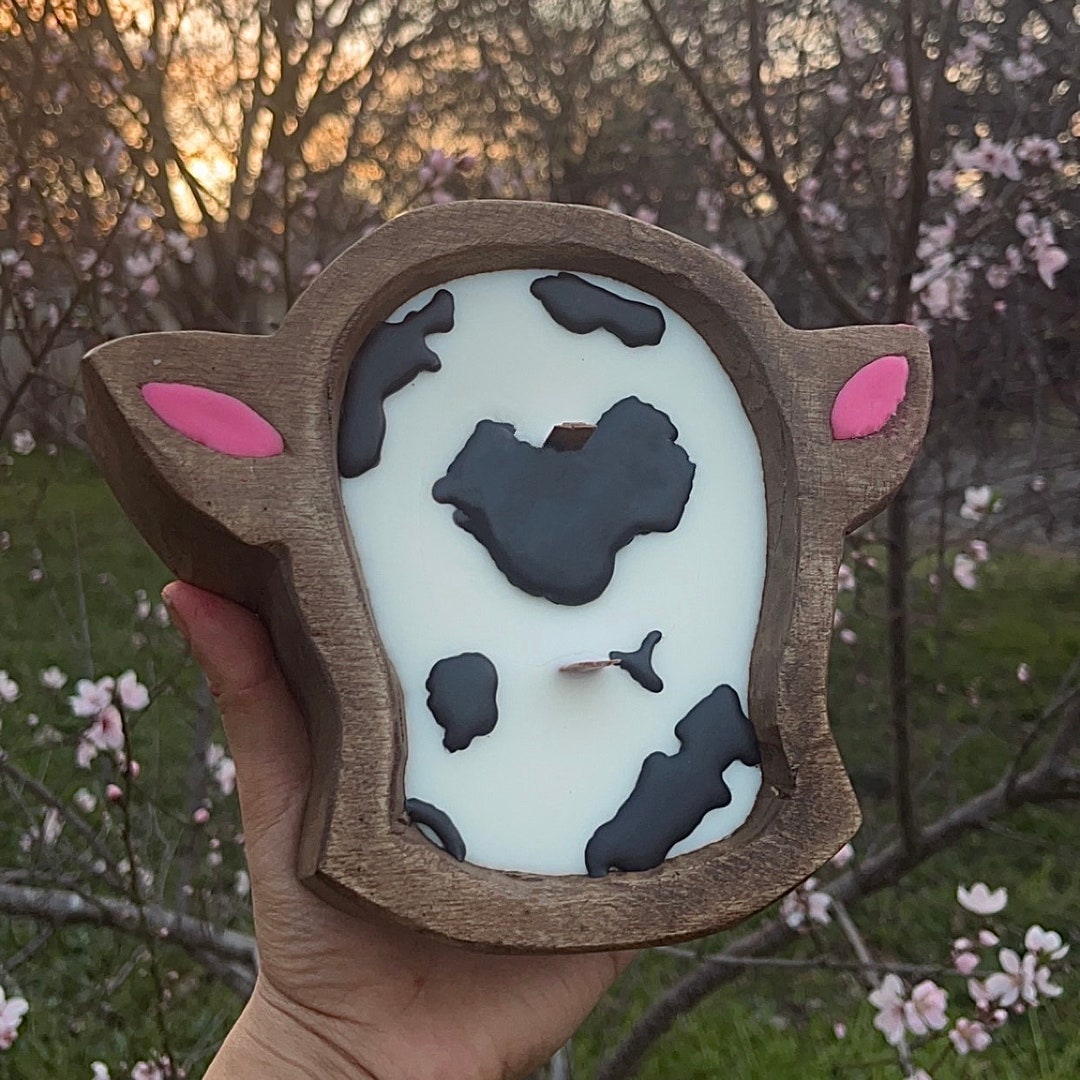 Cow Print Cow Head Candle Cow Candle Candle Gift Dough Bowl Candle - Etsy