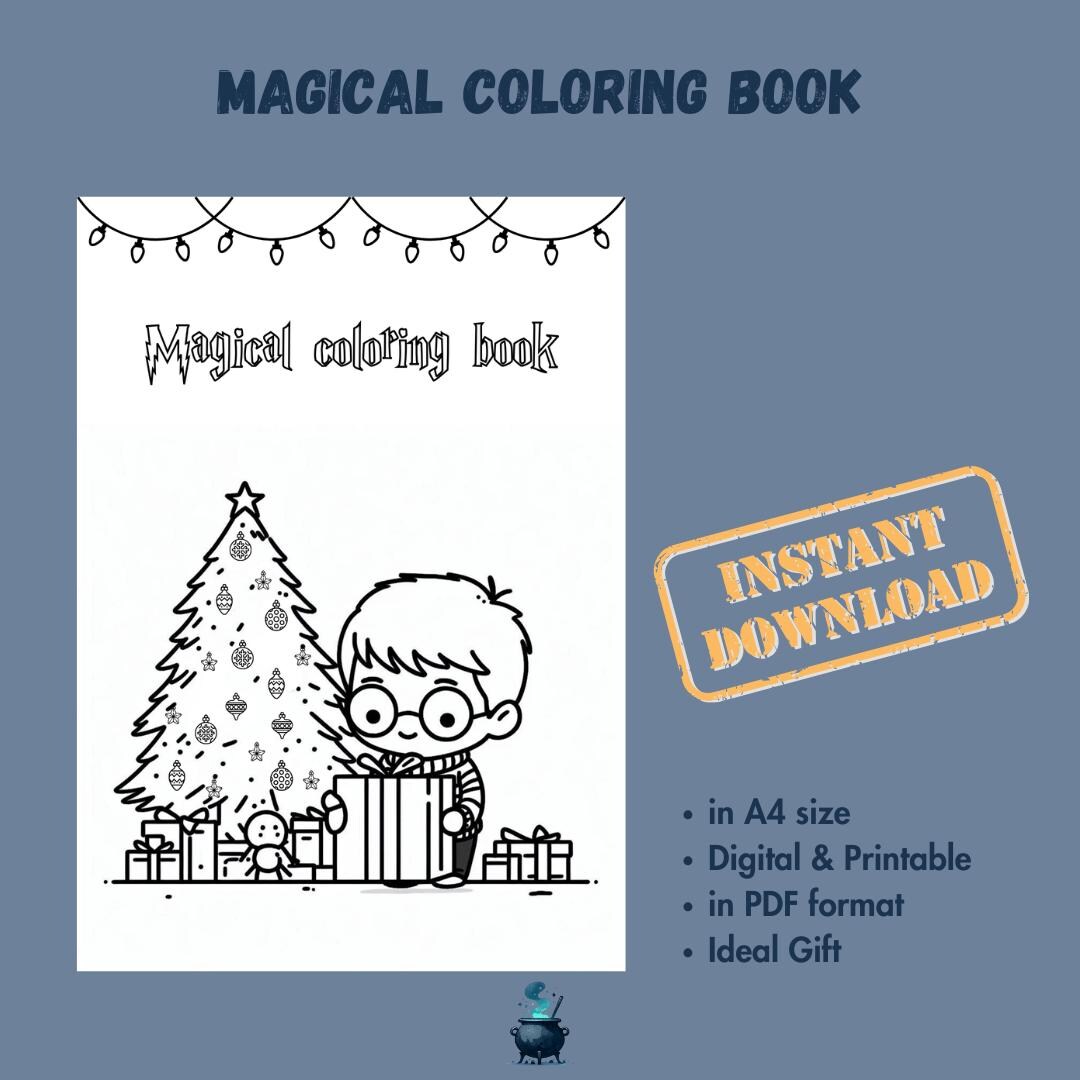 Magical Christmas Coloring Book Wizard-themed Holiday Fun Digital ...
