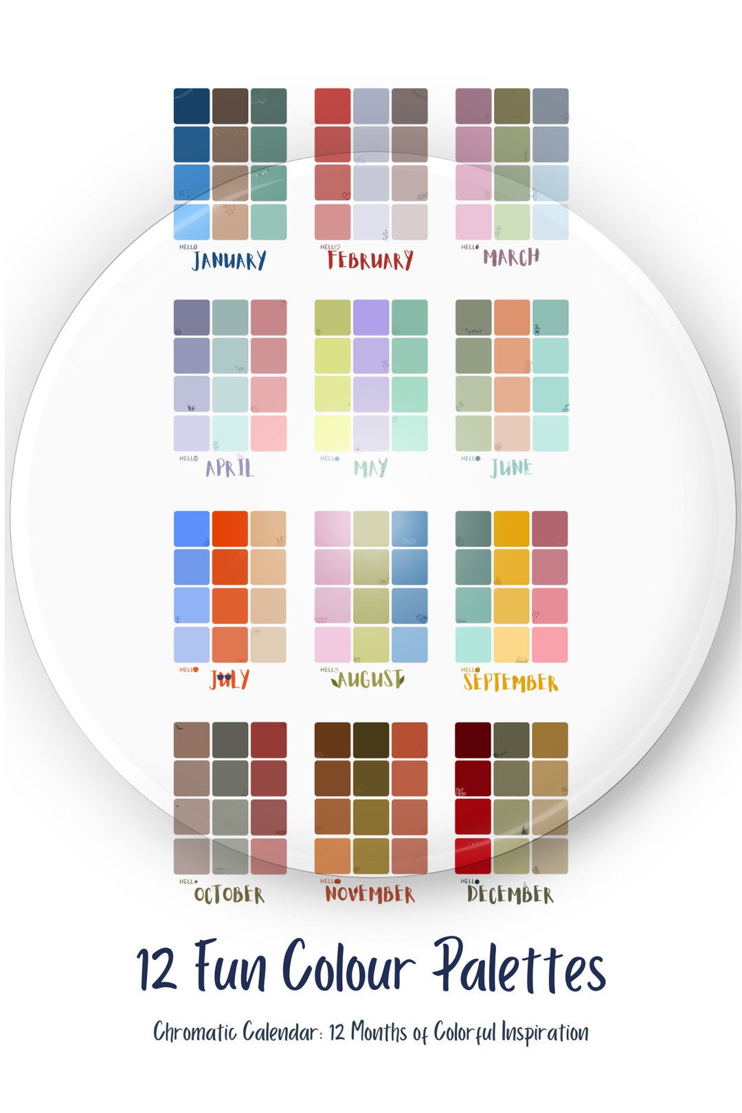 Digital Planner Colour Swatches, Procreate Color Palette, HEX Codes ...