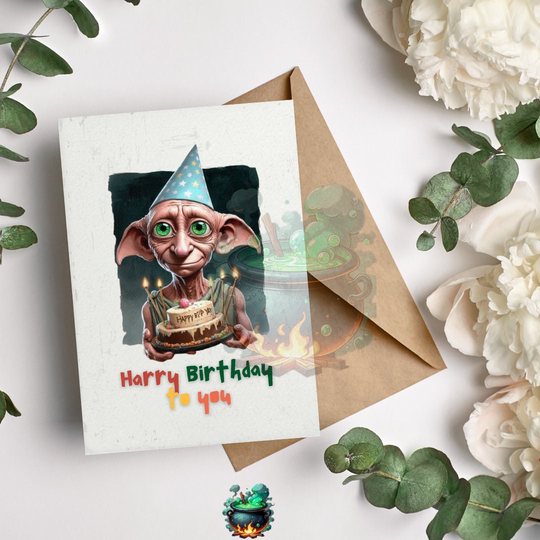 Folded Birthday Card, Harry Birthday to You, Birthday Card, Dobby ...