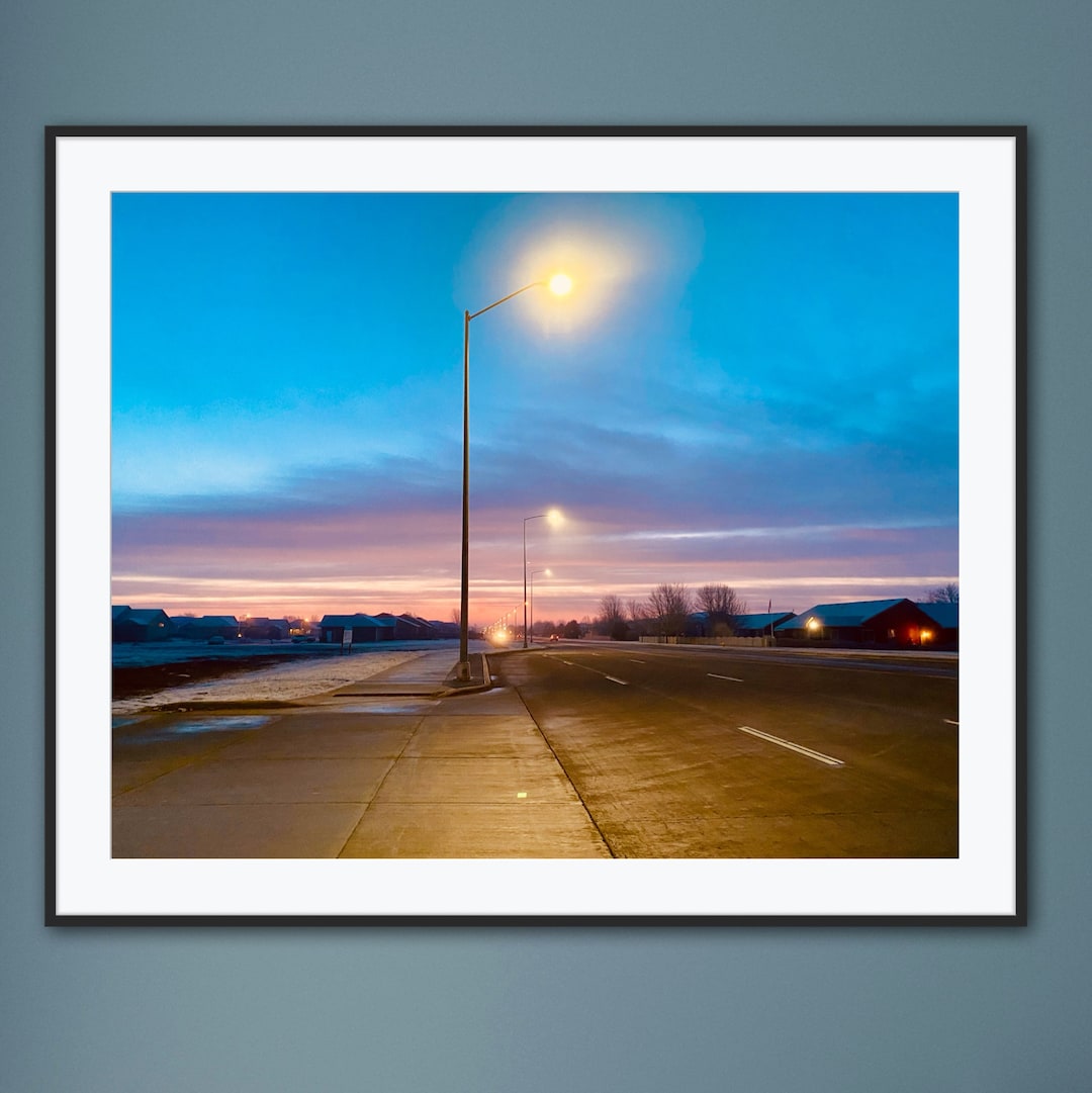 Streetlight Sunrise Printable Wall Art, Street Light Photography, Stree ...