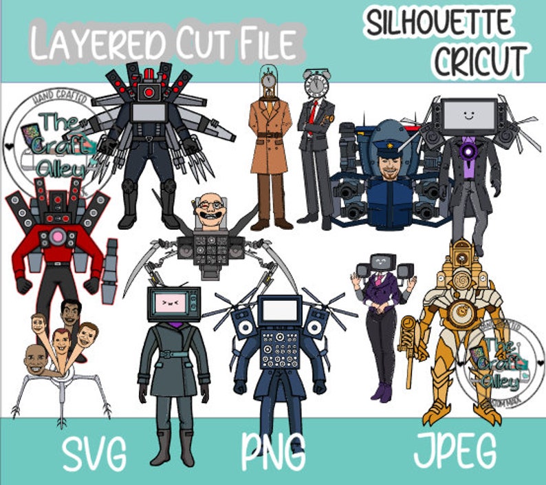 40 Skibidi Toilet Characters for Vinyl or Sublimation. Both Layered and ...