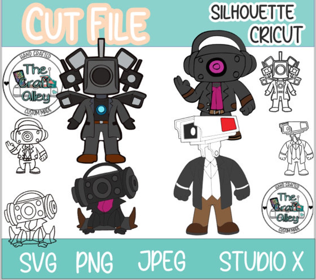 Speakerman, Upgraded Camerman, Skibidi Toilet Bundled SVG PNG STUDIO X ...