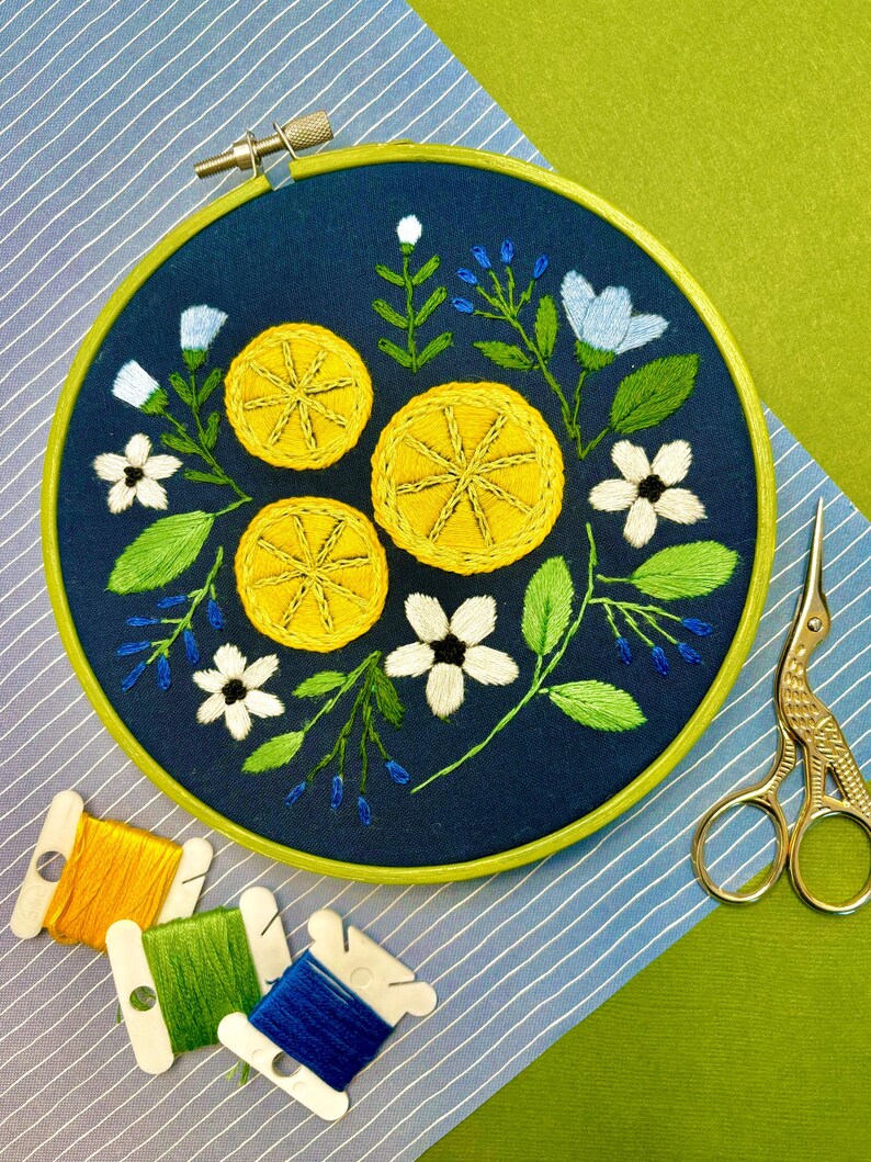Sorrento Lemons Citrus Hand Embroidery Pattern, Beginning Pattern With ...